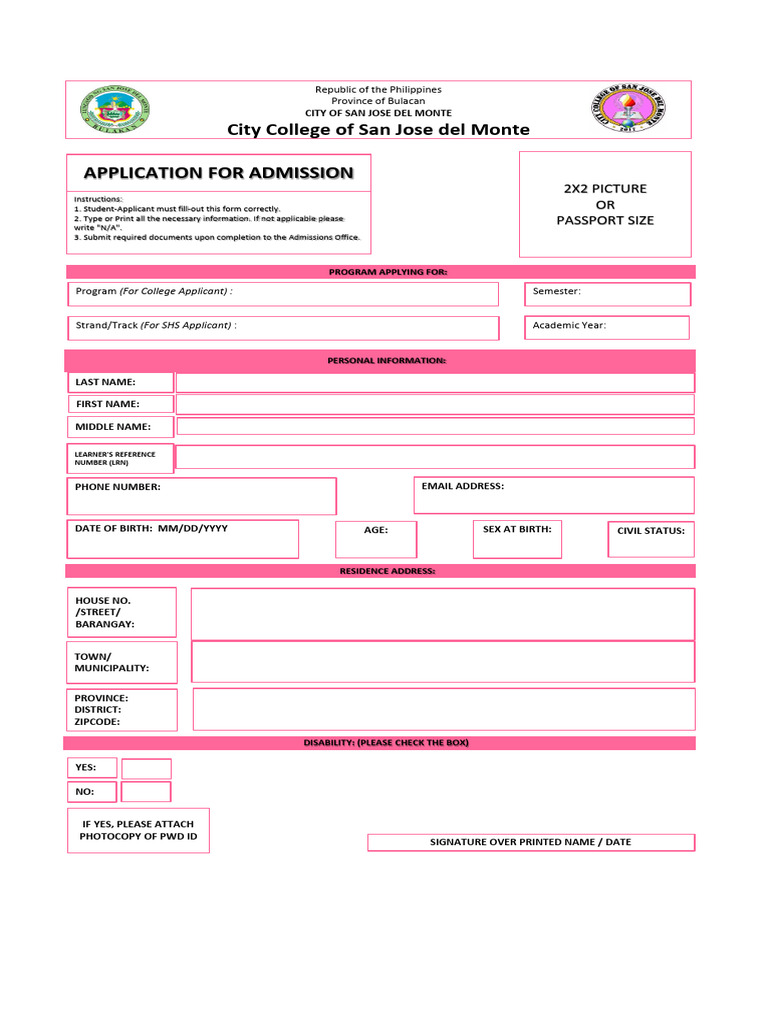 Ccsjdm Application for Admission Code | PDF