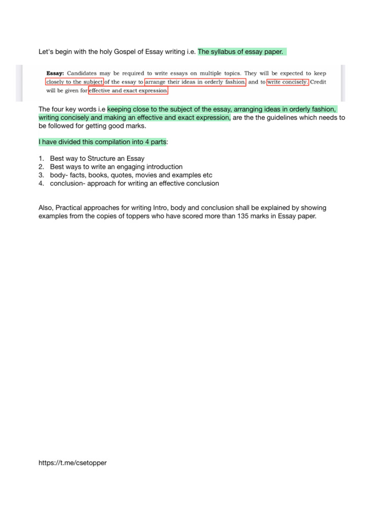 One Stop Solution For Essay Part 1 | PDF | Language Arts & Discipline ...