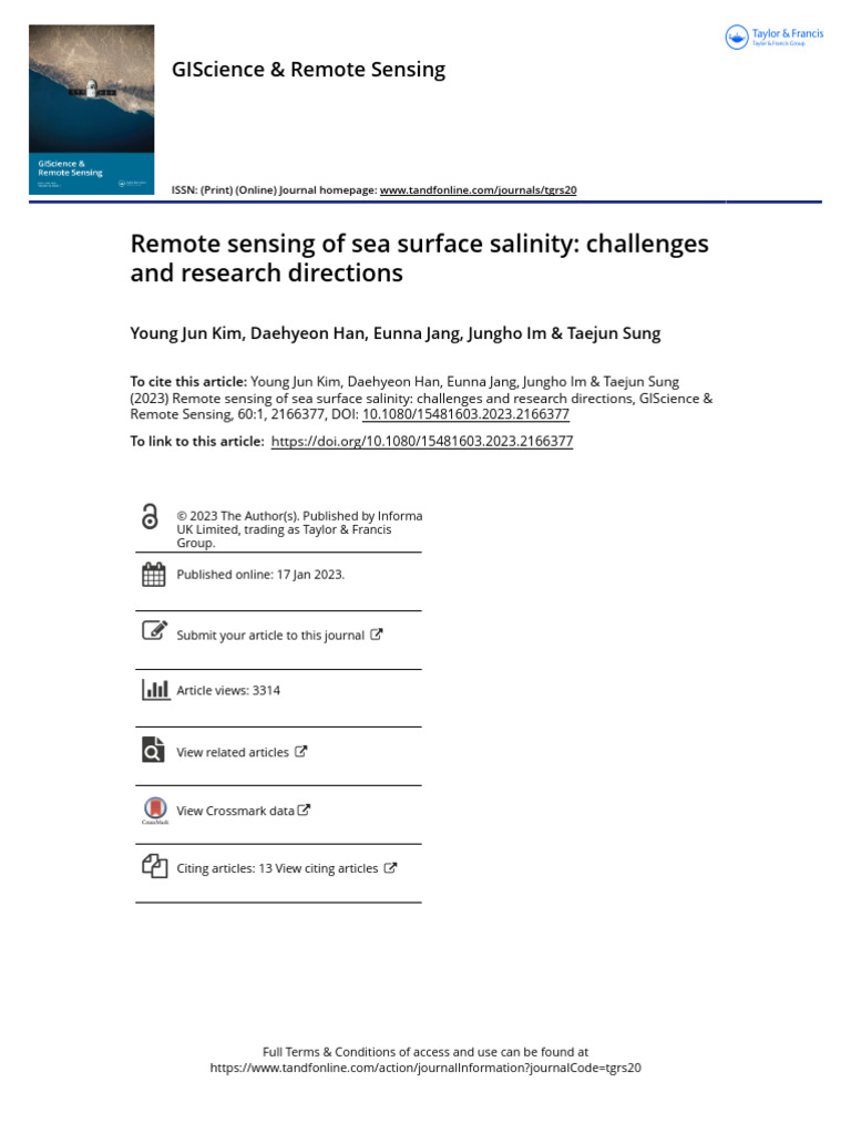 Remote sensing of sea surface salinity challenges and research ...