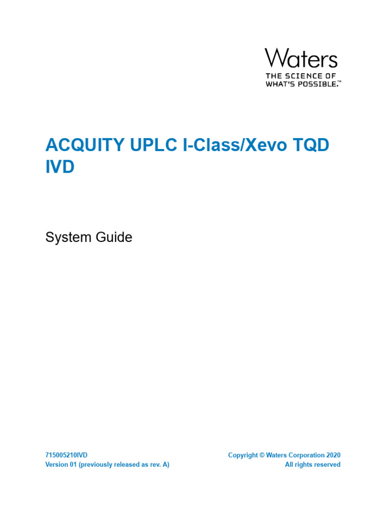 ACQUITY UPLC I-Class Xevo TQD IVD System Guide | PDF | High Performance ...