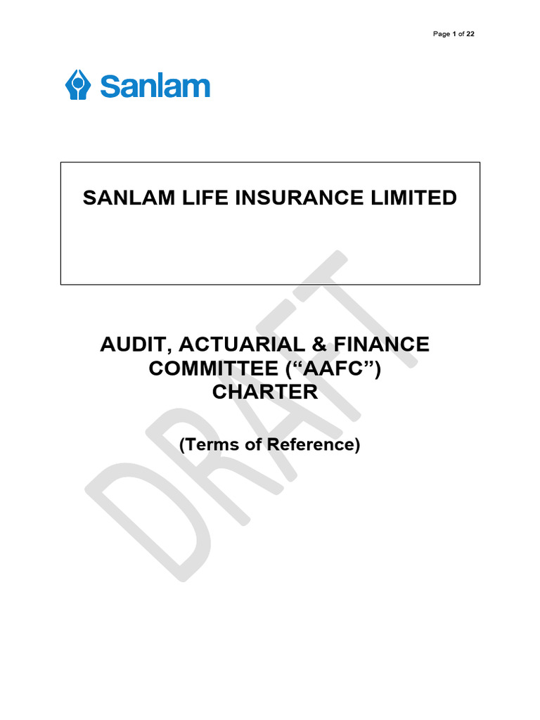 Life Audit Actuarial and Finance Committee Charter | PDF | Audit ...