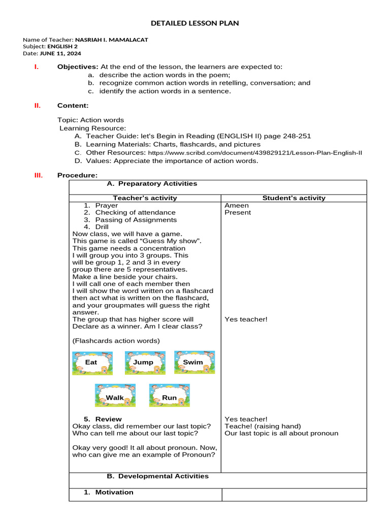 Lesson Plan English II 1 | PDF | Lesson Plan | Human Communication