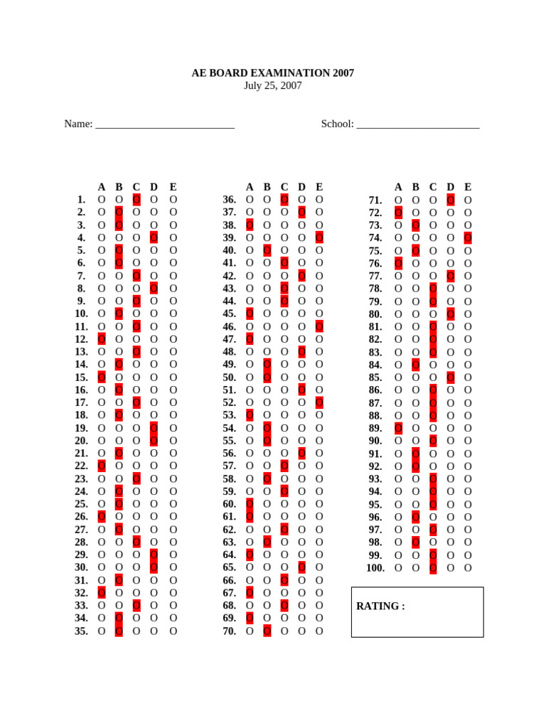 PreBoard Answer Key Part2 | PDF