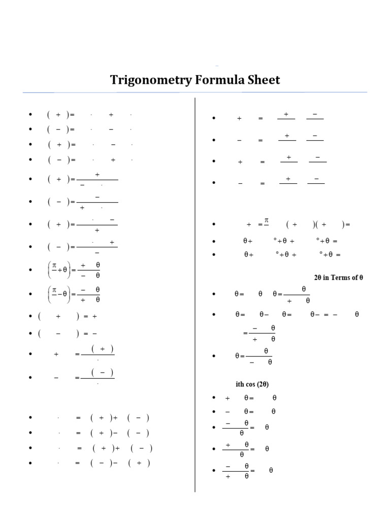 JEE Trigonometry Formula Sheet | PDF | Euclid | Functions And Mappings
