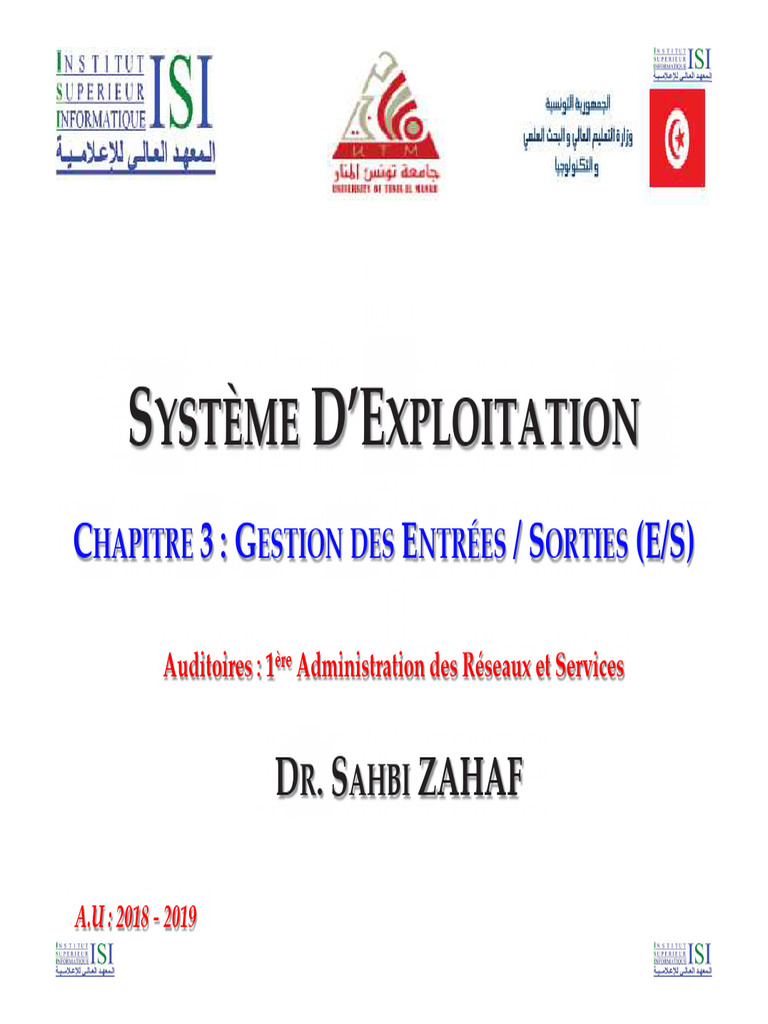 Gestion des Entrées/Sorties en Système d'Exploitation | PDF | Entrée ...