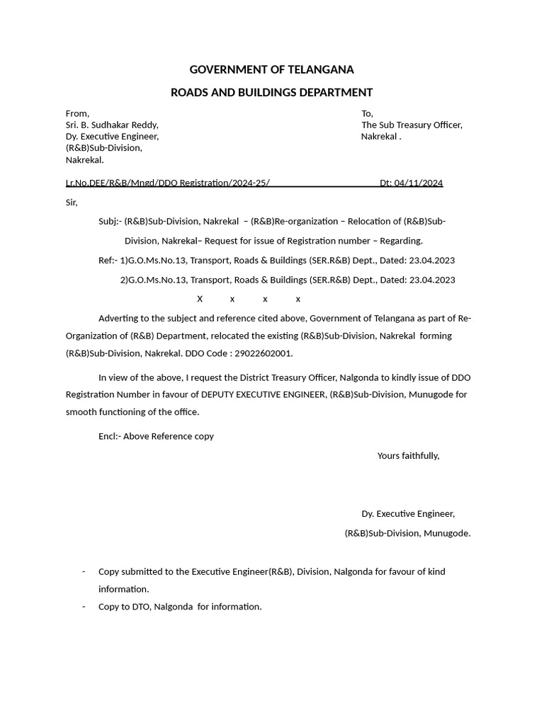 DDO Registration Letter | PDF