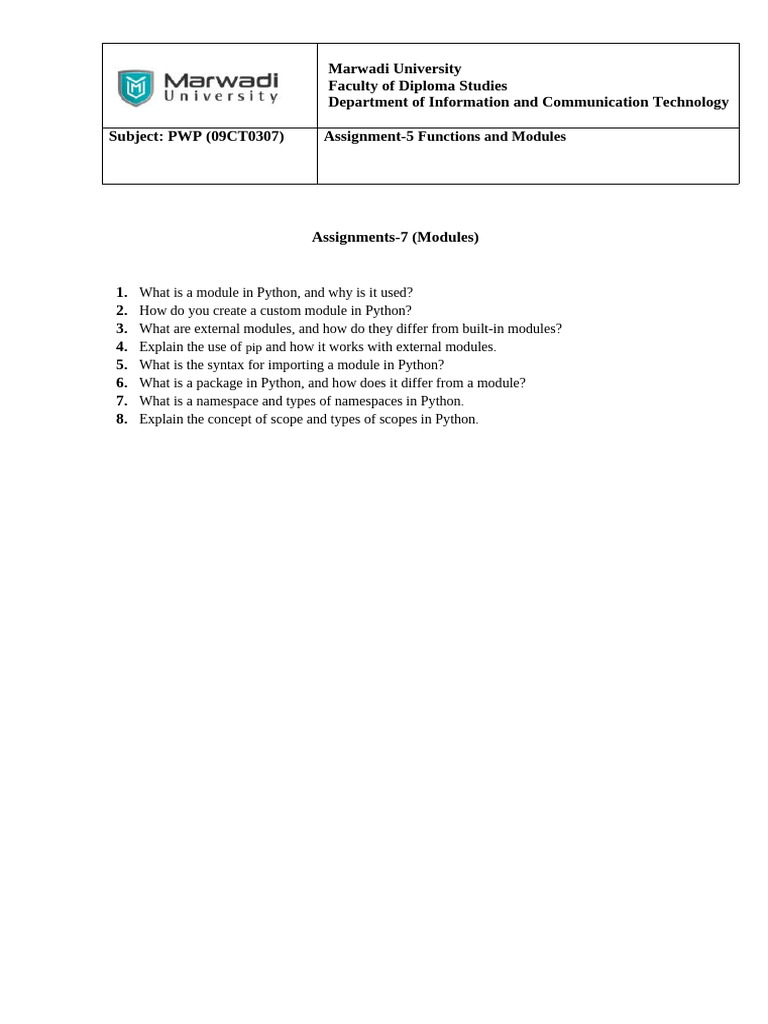 Assignments 7 Modules Pdf