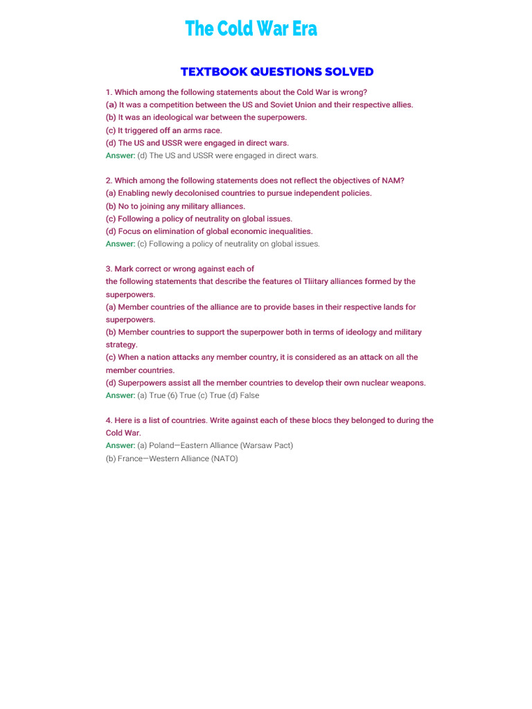 The Cold War Era | PDF | Cold War | Non Aligned Movement