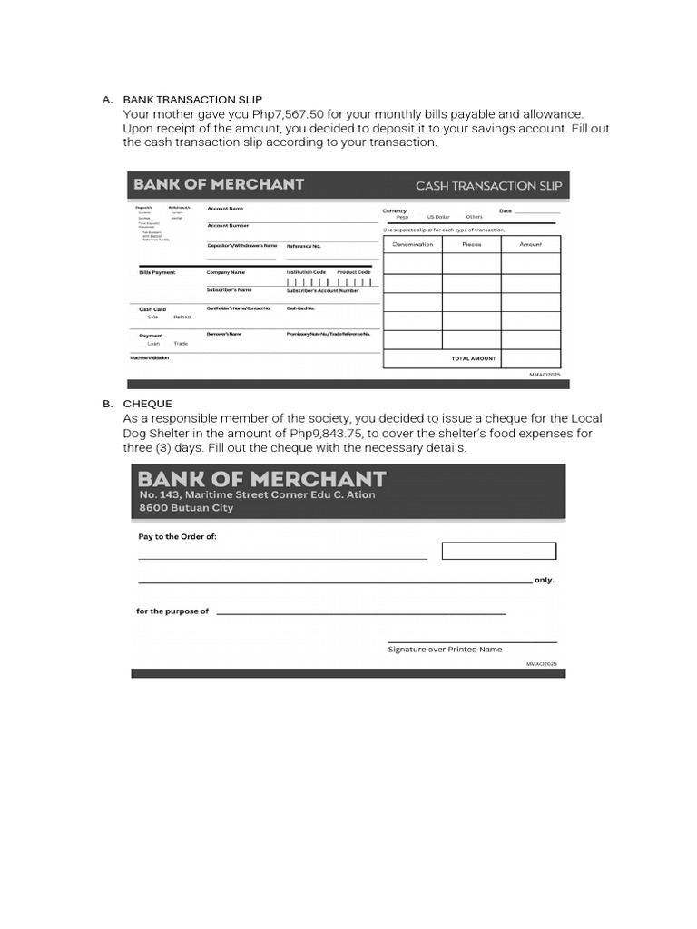 Bank Transaction Slip | PDF