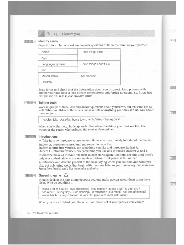GTKY Activities | PDF