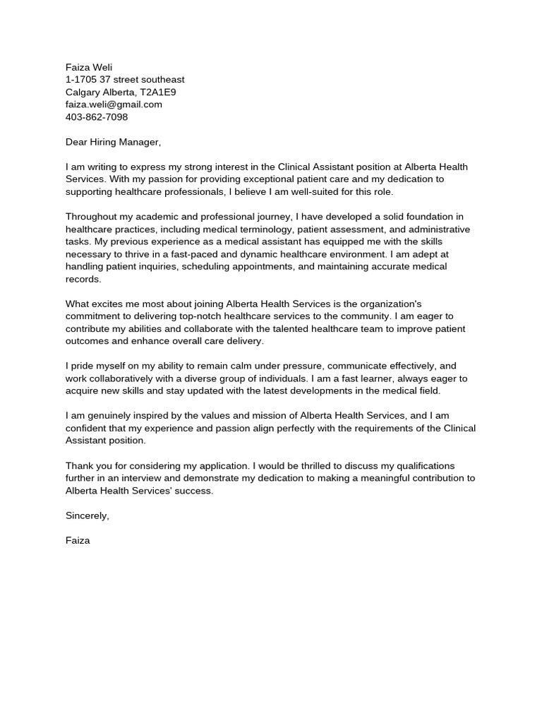 AHS Cover Letter | PDF | Lifestyle