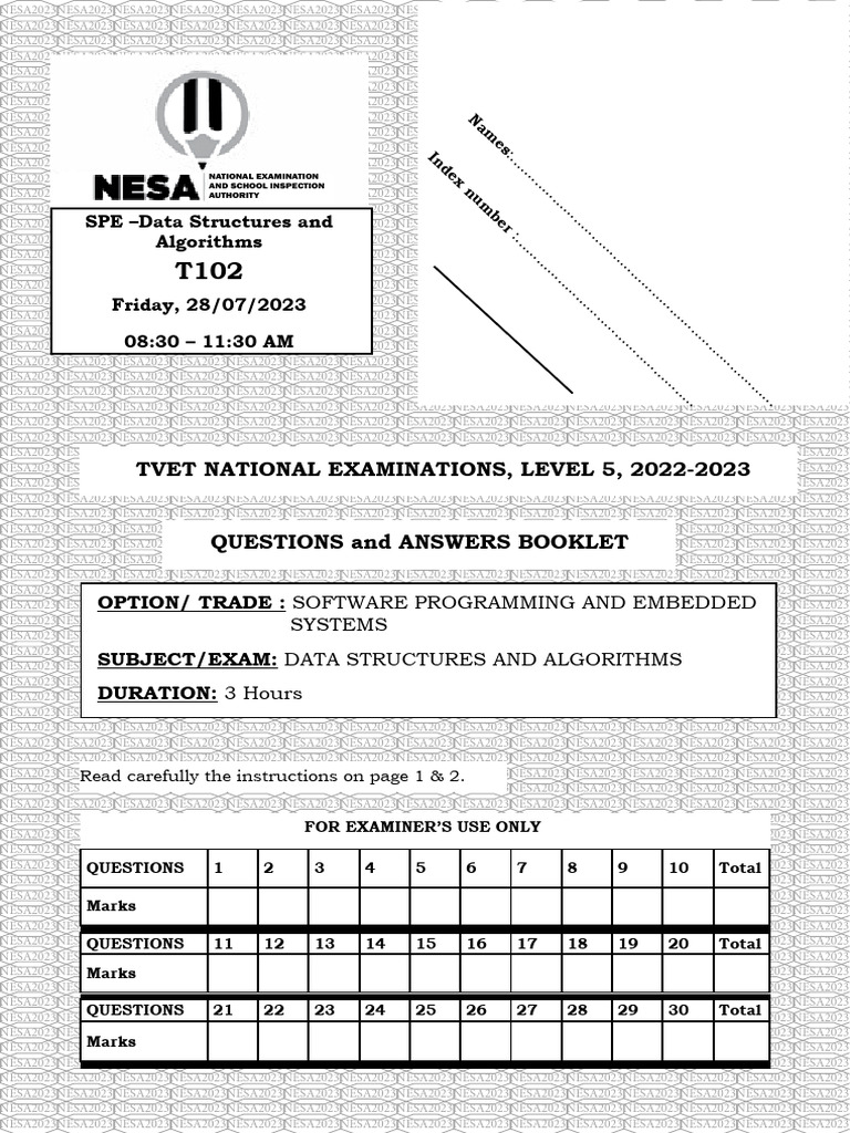 T102 Data Structures and Algorithms | PDF