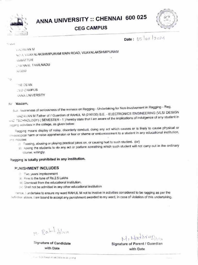 Anti-Ragging Form Compressed | PDF | Aggression | Injustice