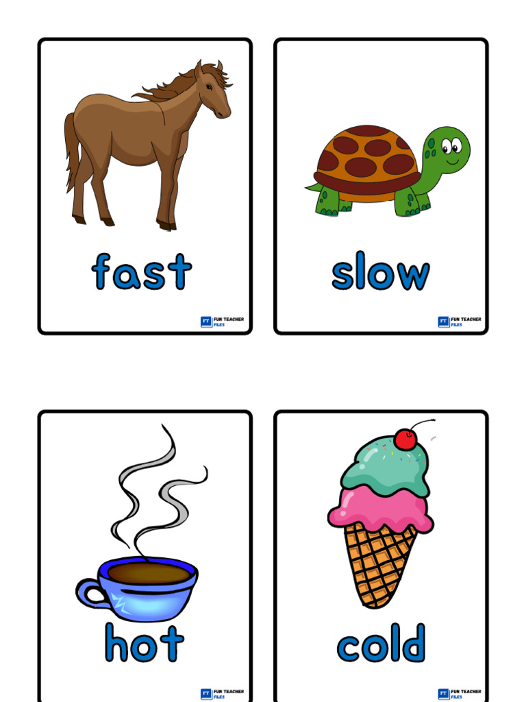 Antonyms Picture Cards FTF | PDF
