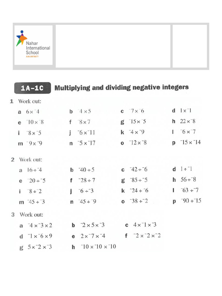 Maths Chapter 1 Integers Powers and Roots | PDF | Mathematics