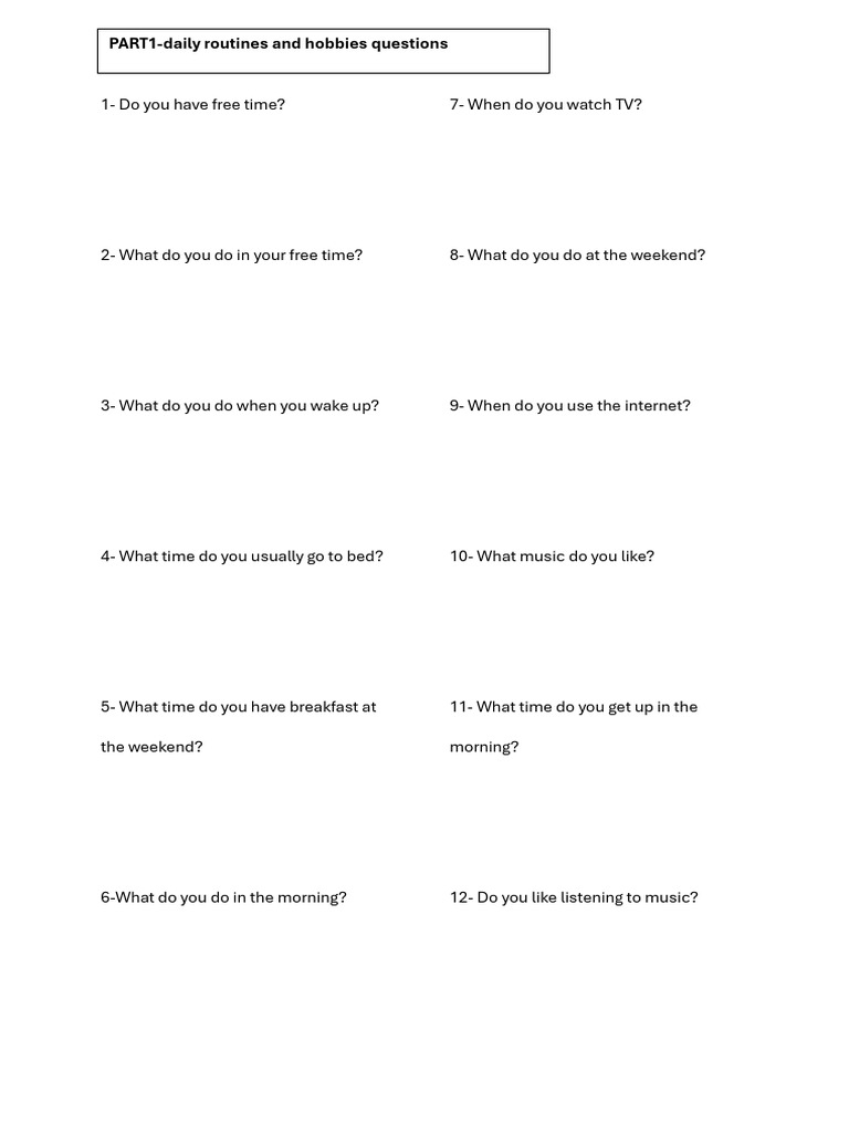 Daily Routines and Hobbies Guide | PDF