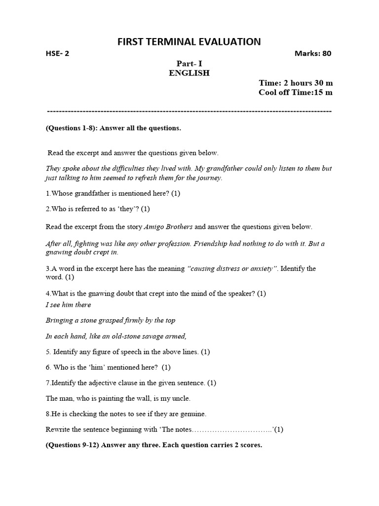 Plus Two English First Term Exam Question Paper 2023 | PDF | Linguistics