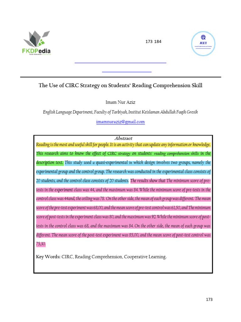 Artikel Pola 4. | PDF | Student's T Test | Reading Comprehension