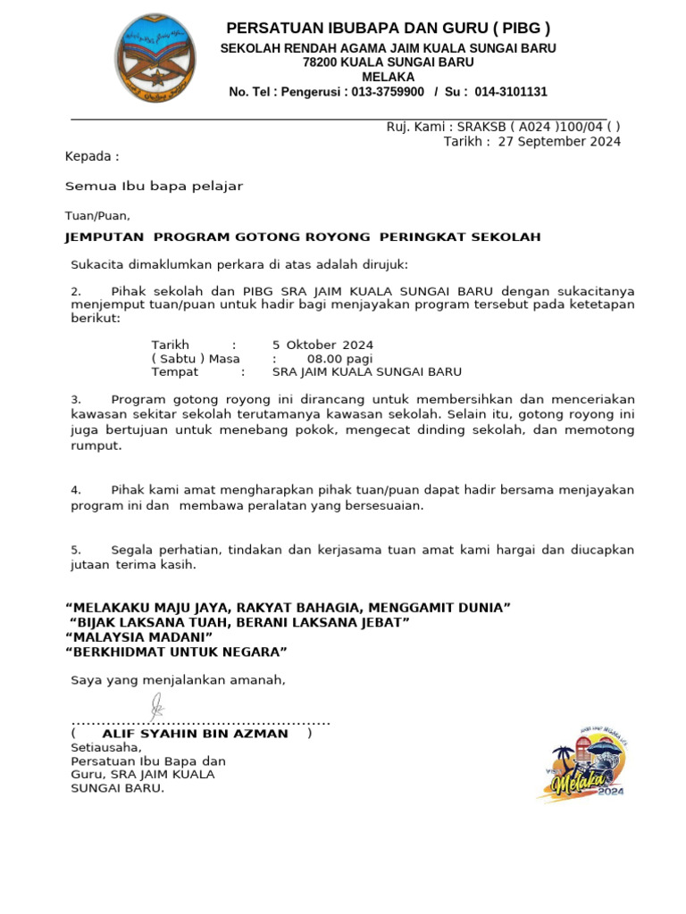 Surat Jemputan Gotong Royong | PDF