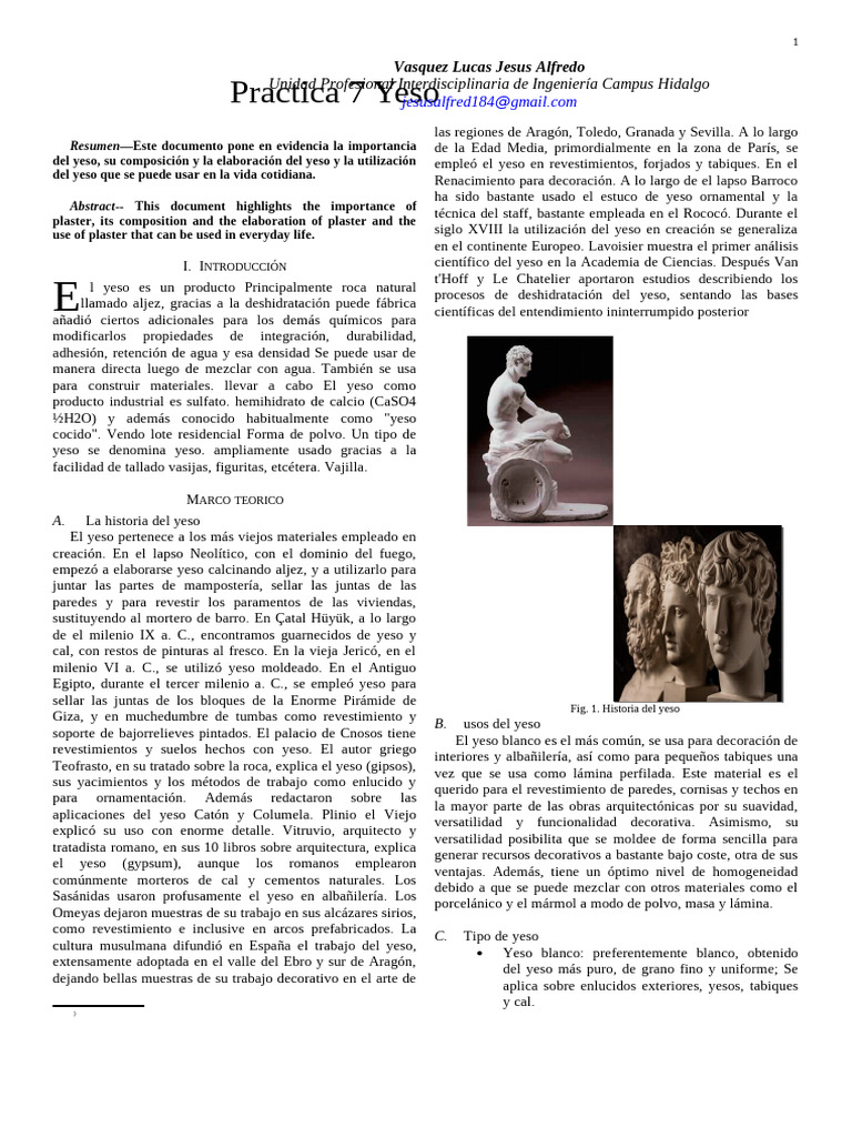 Practica 7 Yeso - Vasquez Lucas | PDF | Yeso | Materiales