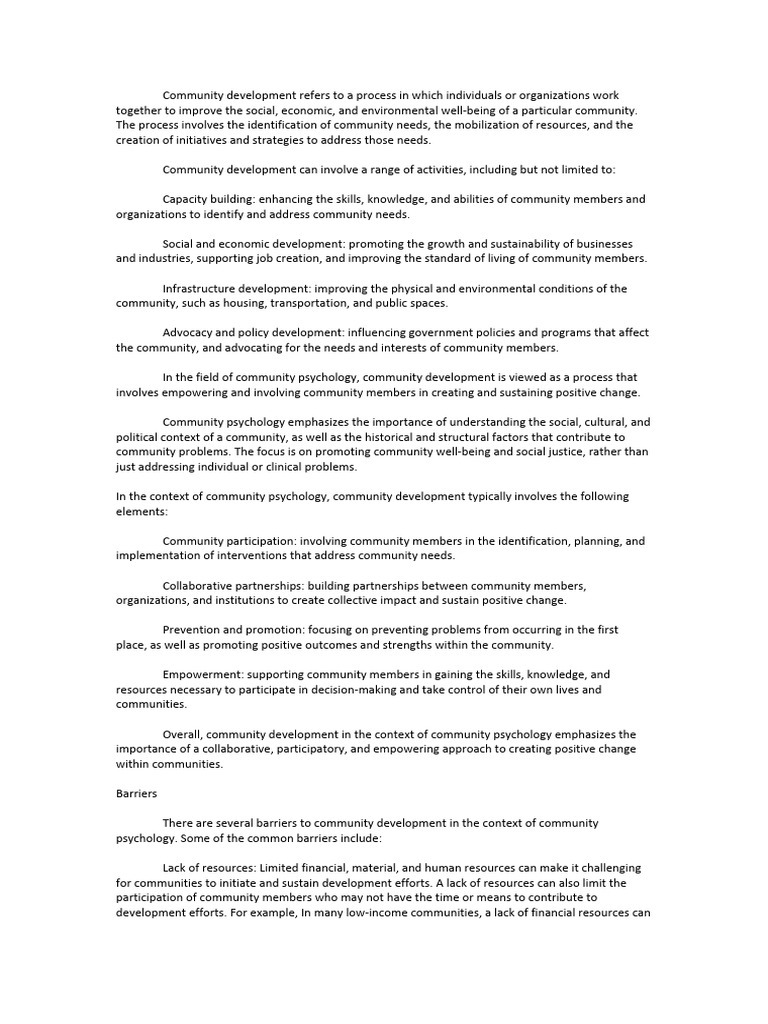 Community development | PDF | Community | Empowerment