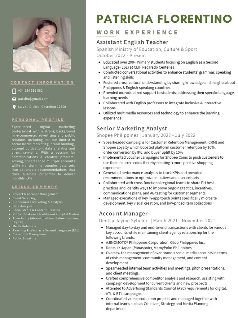 Patricia Florentino - ESP CV | PDF | Customer Relationship Management ...
