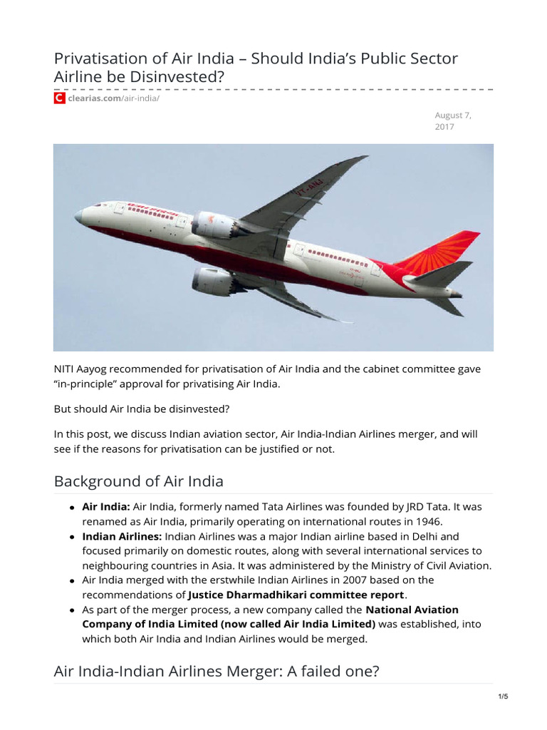 Air India Privatization Debate | PDF | Airlines | Mergers And Acquisitions