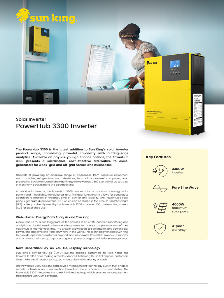 PowerHub 3300 Solar Inverter Spec Sheet | PDF | Power Inverter | Power ...