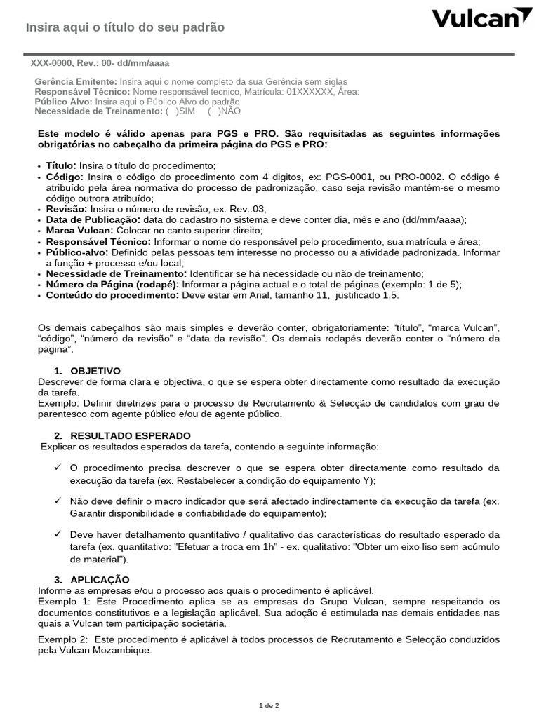 Anexo 1 Modelo de Procedimento 2 | PDF