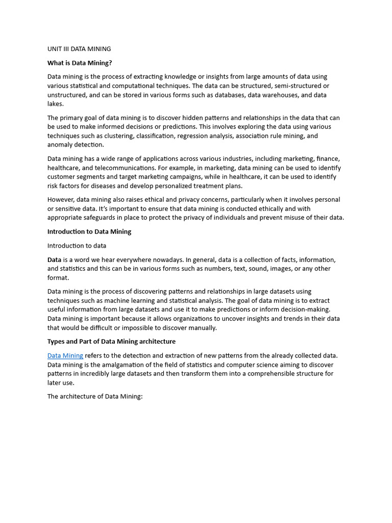 DWDM_Unit3 | PDF | Cluster Analysis | Data Mining