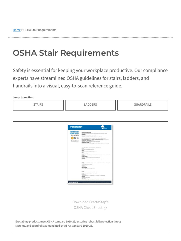 OSHA Stair, Ladder, Handrail Quick Reference Guide - ErectaStep | PDF ...