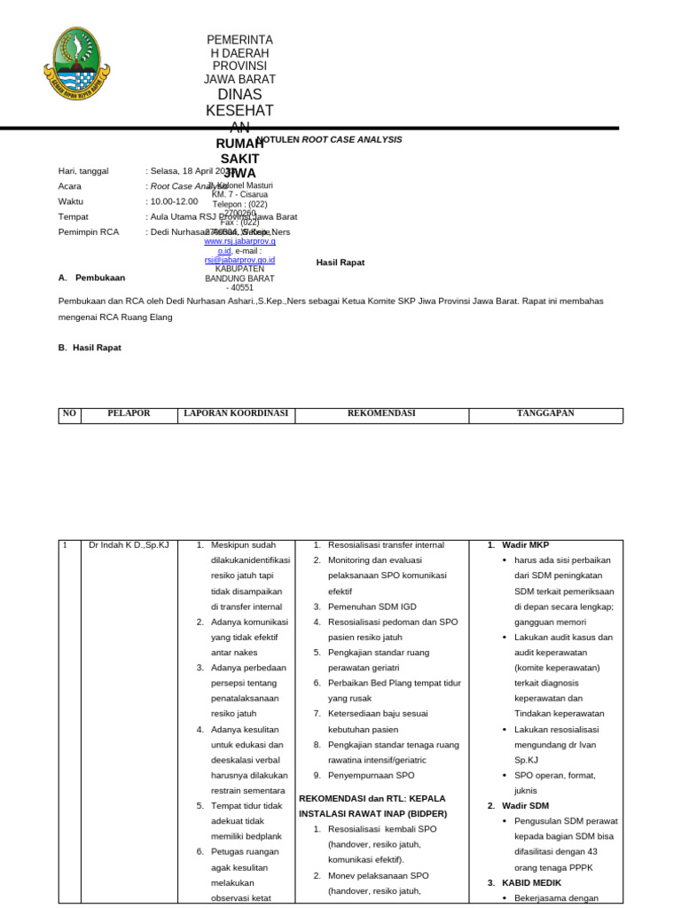 Notulen Root Case Analysis | PDF