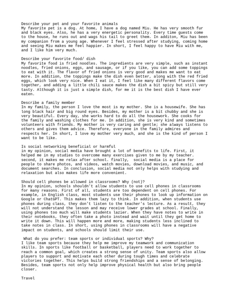 Describing My Favorite Pet Miu | PDF | Hanoi