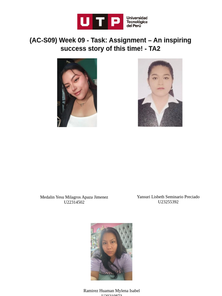 (AC-S09) Week 09 - Task: Assignment - An Inspiring Success Story of This Time! - TA2 | PDF
