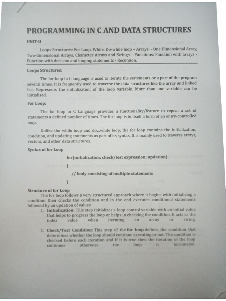 C and Data Structure 2 ND - Unit | PDF