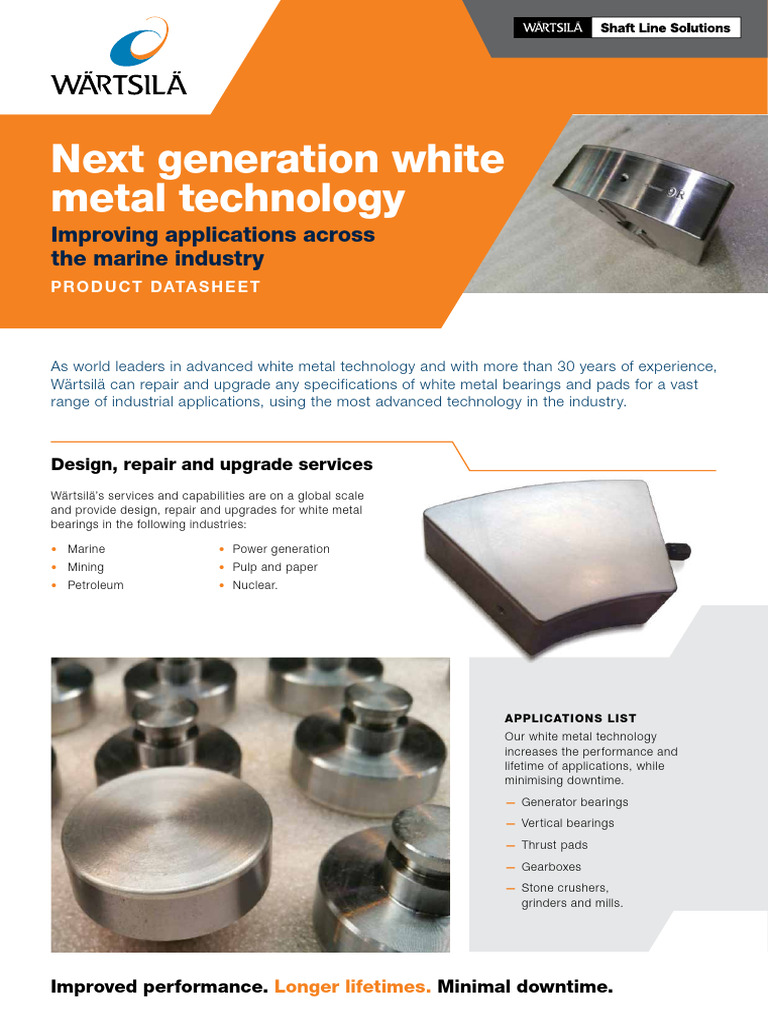 Wartsila White-Metal-Technology Datasheet | PDF | Metals | Bearing ...