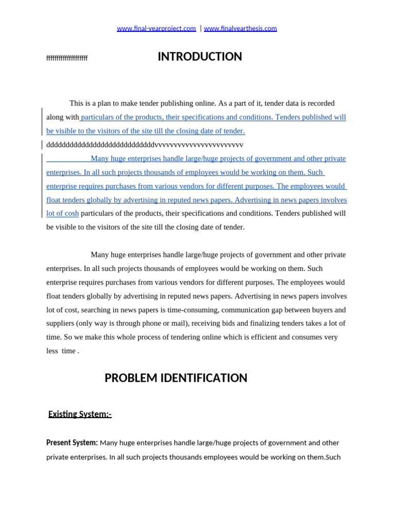 Online Tender Management System Project Report | PDF | World Wide Web ...