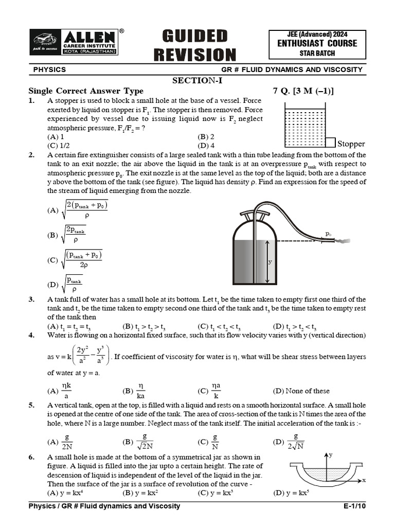 02 - GR (Fluid Dynamics and Viscosity) - Student | PDF | Lift (Force ...