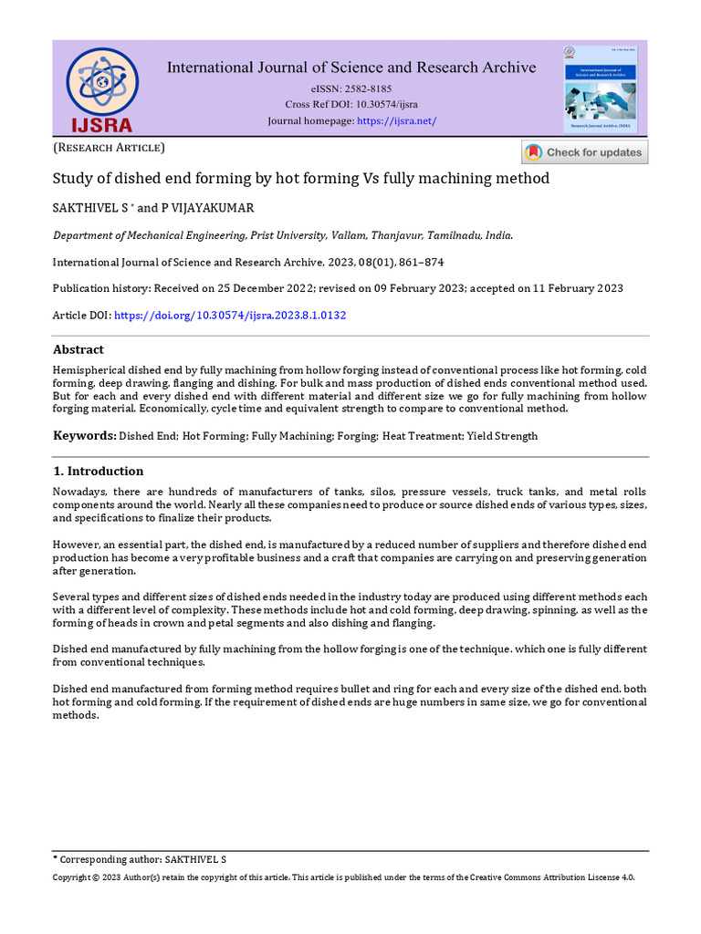 Dished End Forming by Hot Forming Vs Full | PDF | Forging | Steel