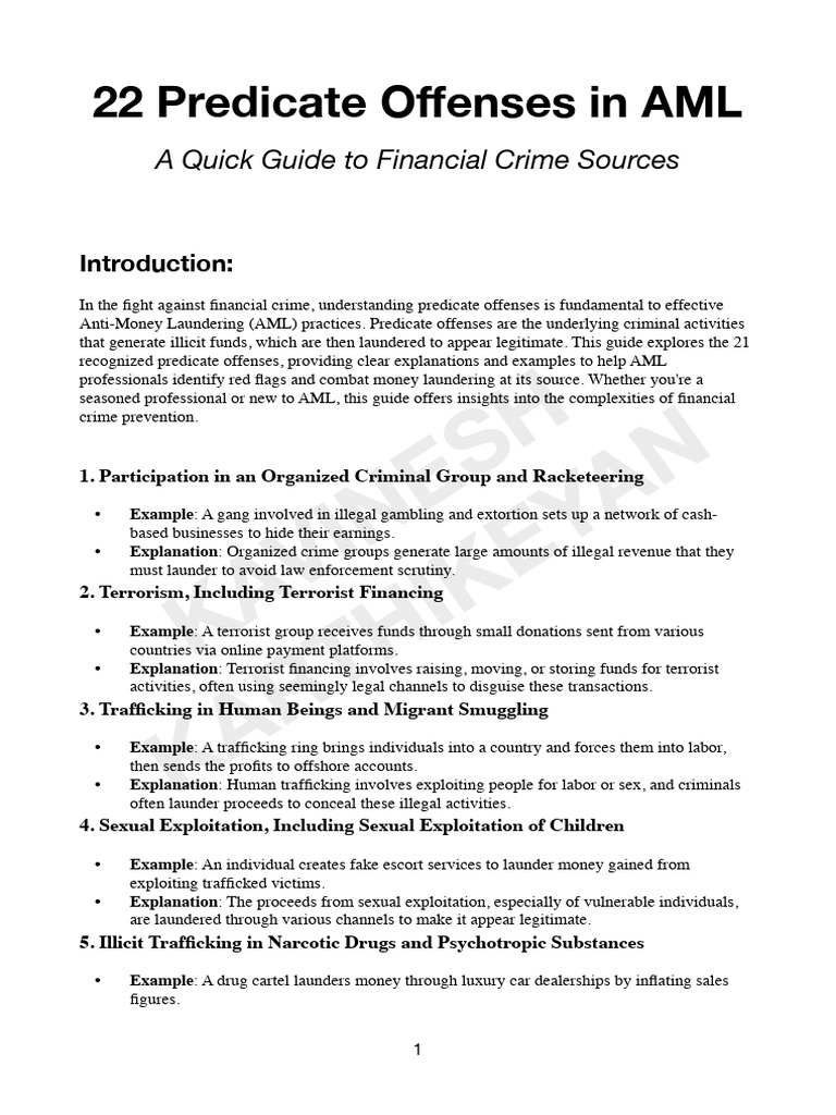 22 Predicate Offenses in AML Guide | PDF | Money Laundering | Organized ...
