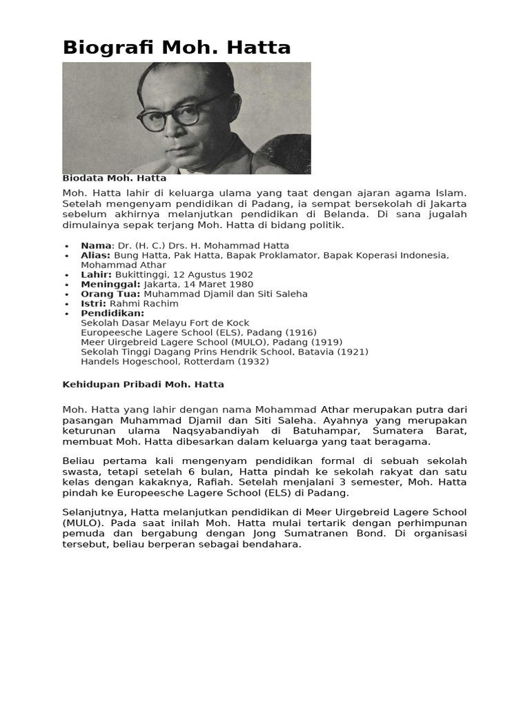 Biografi Moh. Hatta | PDF | Sejarah
