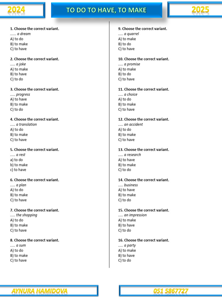 English Collocations Quiz | PDF | Meal