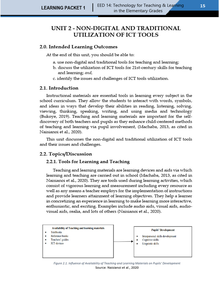 LP Eed 14 Unit 2 - Non-Digital and Traditional Utilization of Ict Tools | PDF | Educational ...