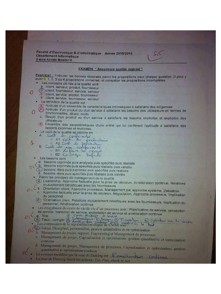 Reponses QCM 2015-2016 | PDF