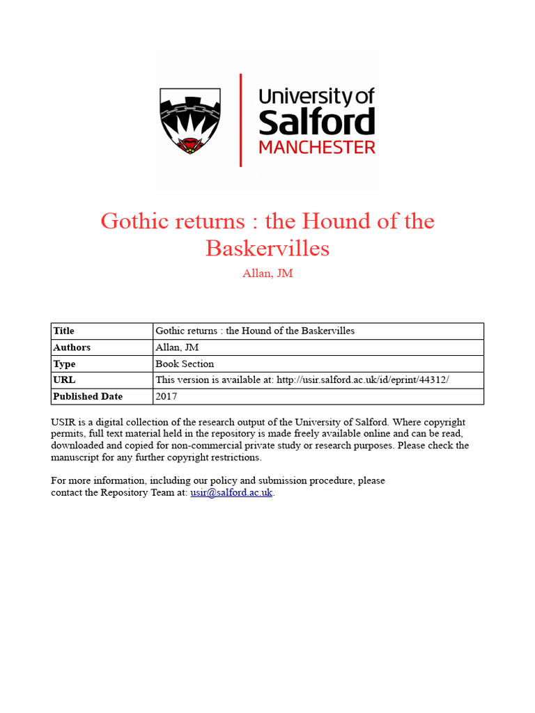 Gothic Returns The Hound of The Baskervi | PDF | The Hound Of The ...