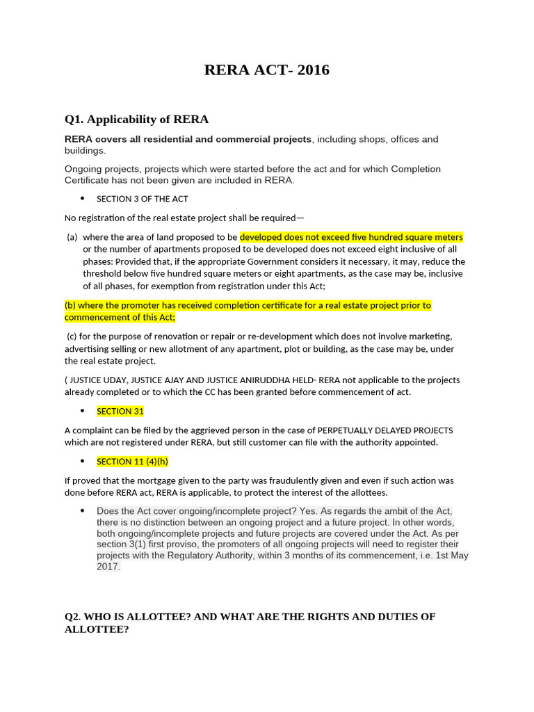 Rera Act - 2016 | PDF | Banks | Judgment (Law)