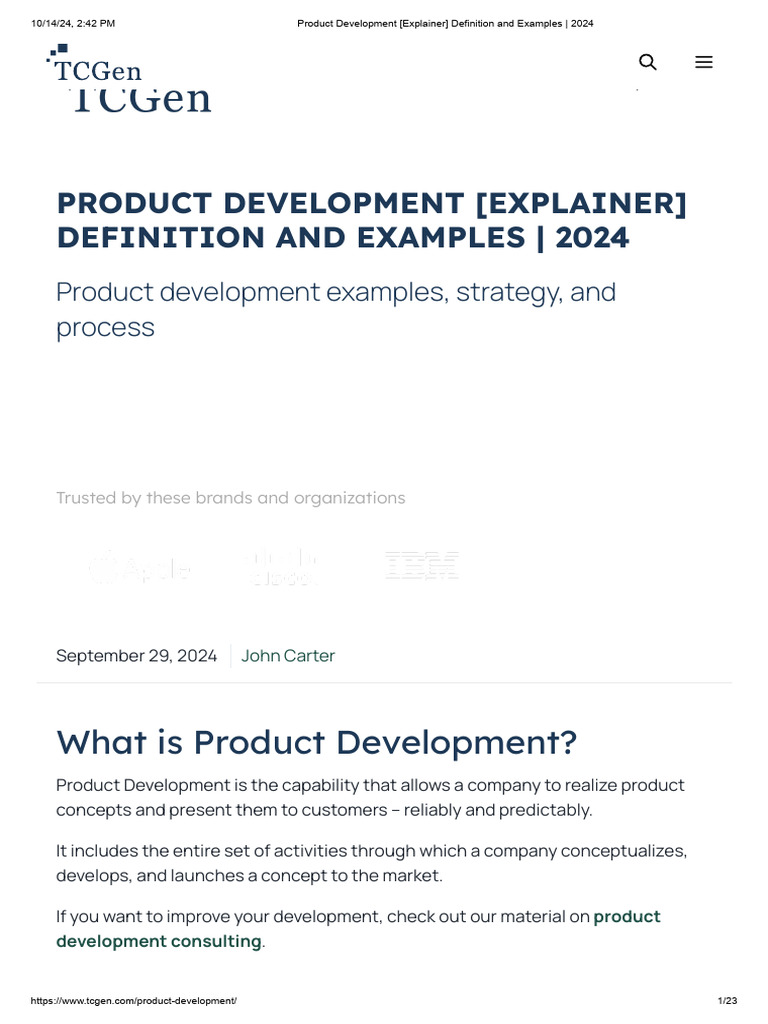Product Development (Explainer) Definition and Examples - 2024 | PDF ...
