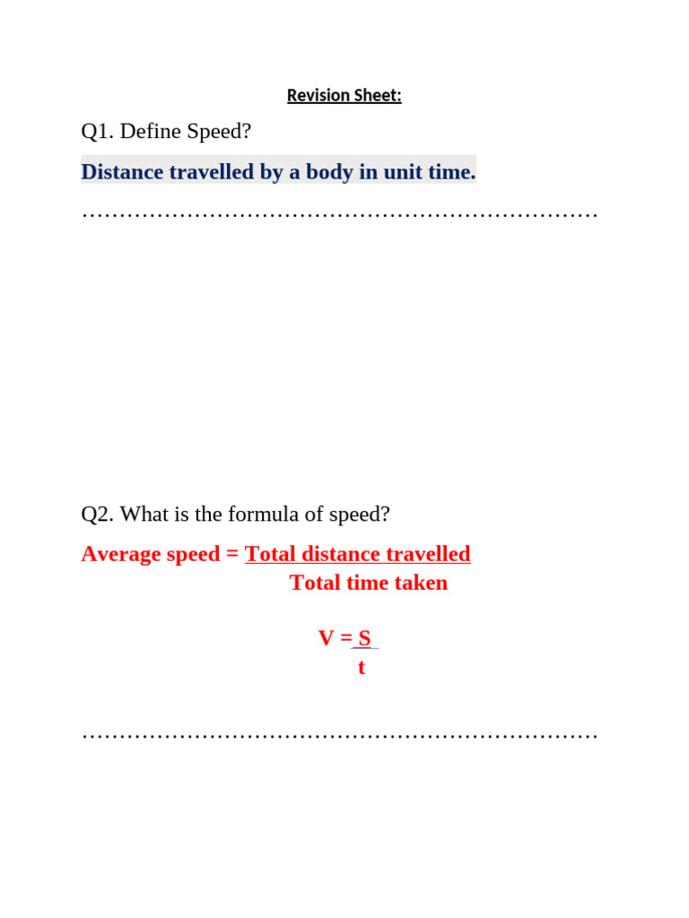 Pop Up Quiz - Answer 1 2 | PDF | Speed | Velocity