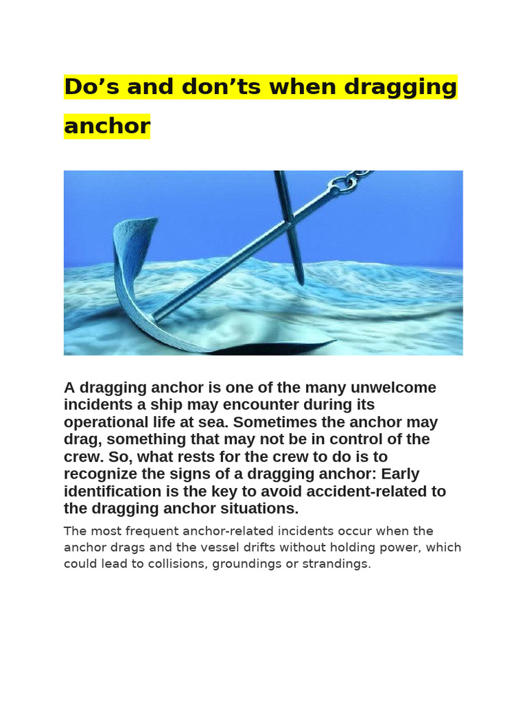 Do's & Dont's Anchoring | PDF | Anchor | Ships