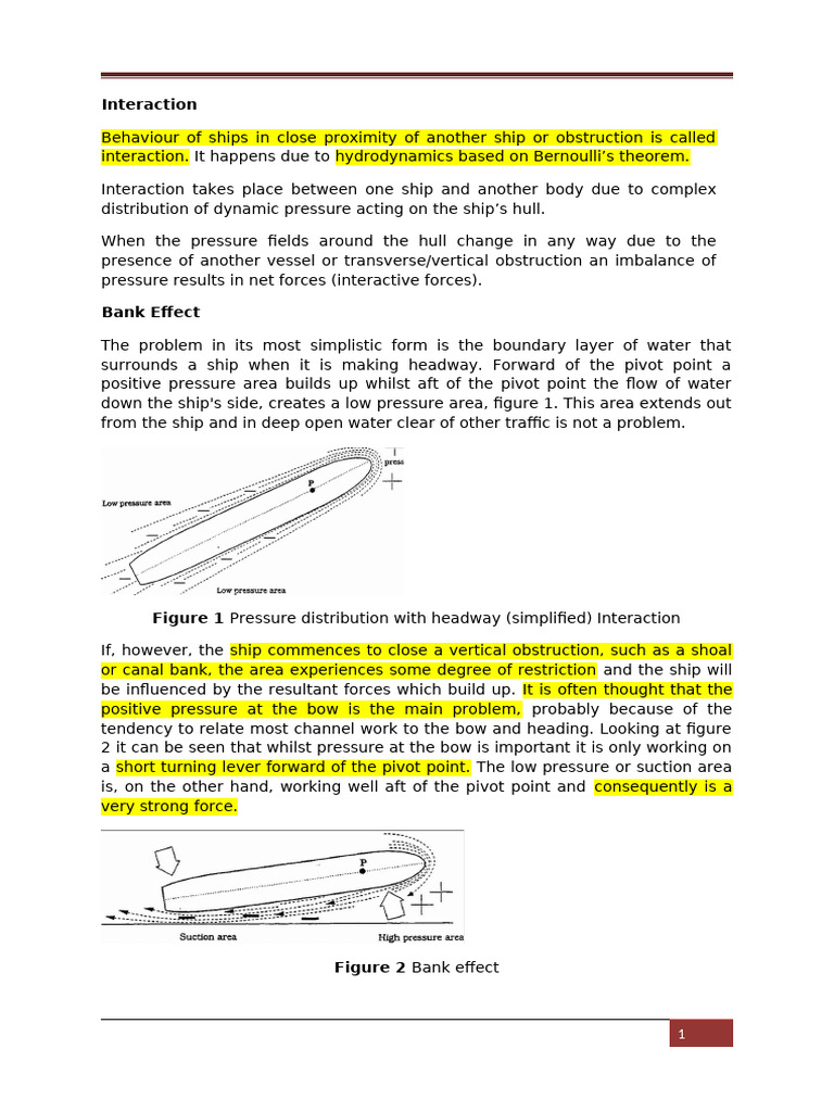 Ship Interaction and Bank Effect Explained | PDF | Ships | Force